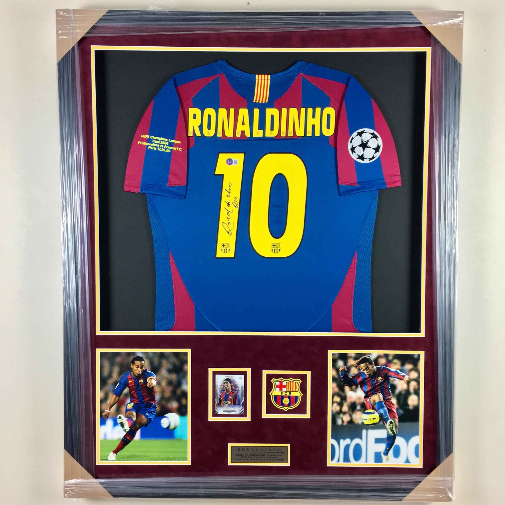 Ronaldinho Signed Jersey Framed